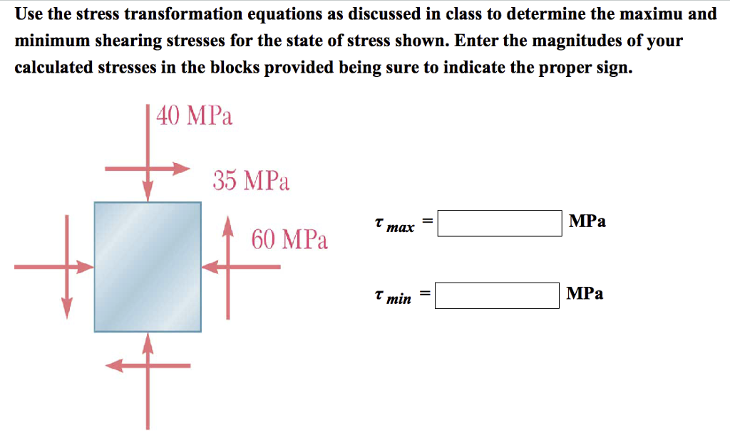 Solved Use the stress transformation equations as discussed | Chegg.com