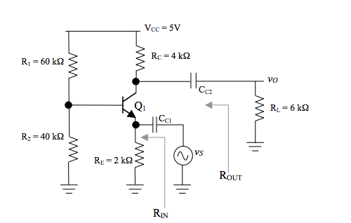 use hybrid pi model For the circuit below, A) | Chegg.com