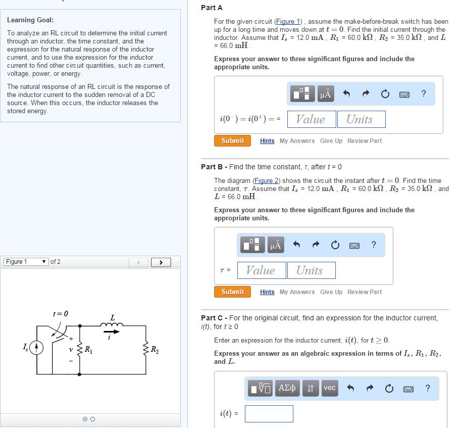 Solved Part A Learning Goal For the given circuit (Figure 1, | Chegg.com