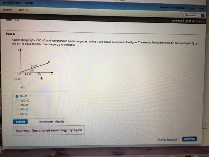 Solved A point charge Q = 500 nC and two unknown point | Chegg.com