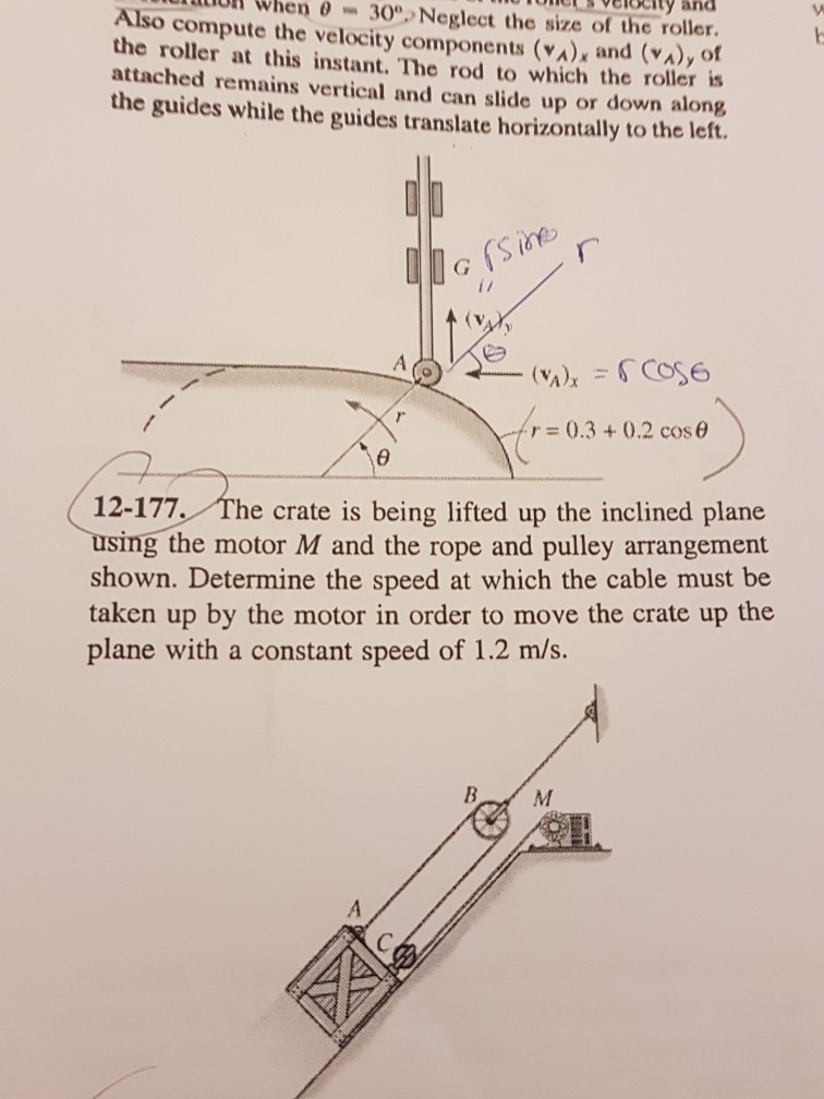 Solved The crate is being lifted up the inclined plane using | Chegg.com