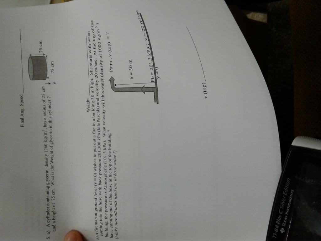 Solved a) A cylinder containing glycerin, density 1260 | Chegg.com