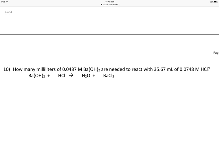 Solved How many milliliters of 0.0487 M Ba(OH)_2 are needed | Chegg.com
