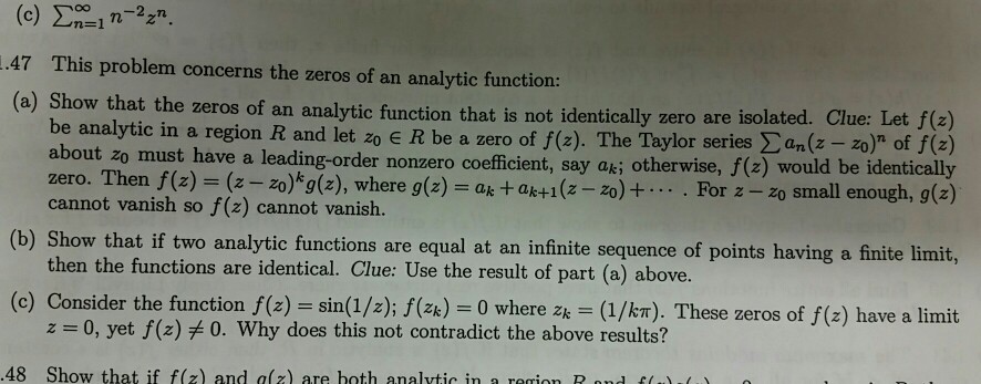 Solved 47 This Problem Concerns The Zeros Of An Analytic 