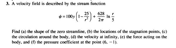 Solved 3. A velocity field is described by the stream | Chegg.com