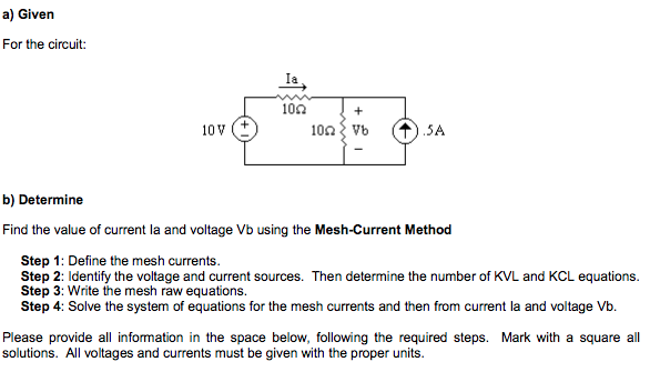 Solved a) Given For the circuit Ia 10Ω 10V (± b) Determine | Chegg.com