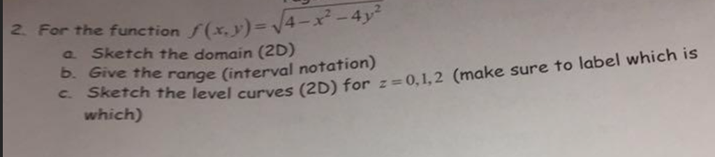 Solved For the function f(x, y)= squareroot 4 - x^2 - 4 y^2 | Chegg.com