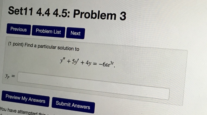 Solved Find a particular solution to y" + 5y' + 4y = | Chegg.com