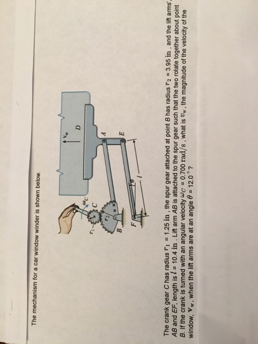 Solved The mechanism for a car window winder is shown below. | Chegg.com