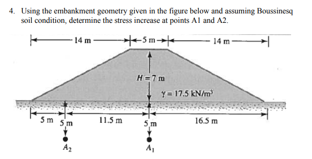 Solved Using the embankment geometry given in the figure | Chegg.com