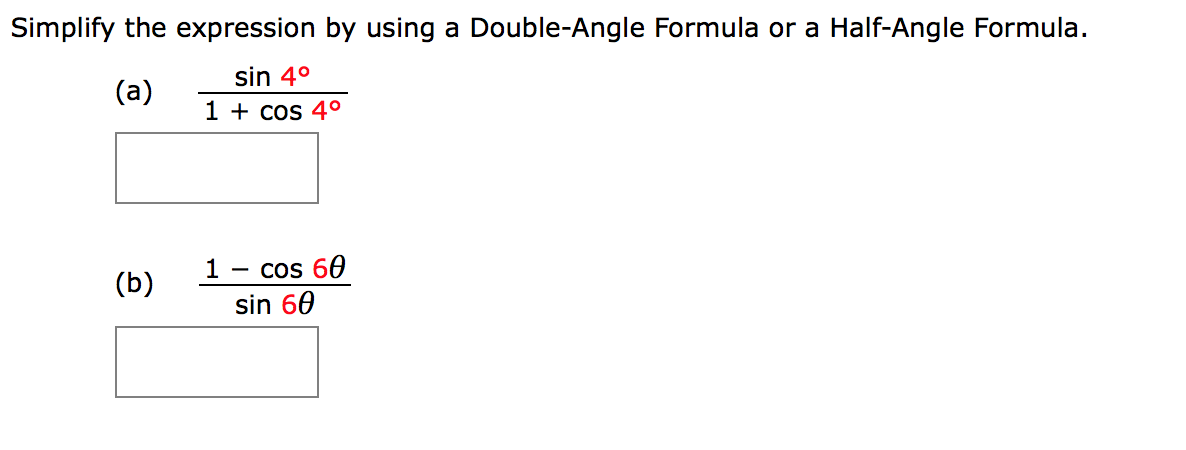 Solved Simplify the expression by using a Double-Angle | Chegg.com