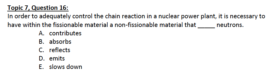 Solved Topic 7, Question 16: In order to adequately control | Chegg.com