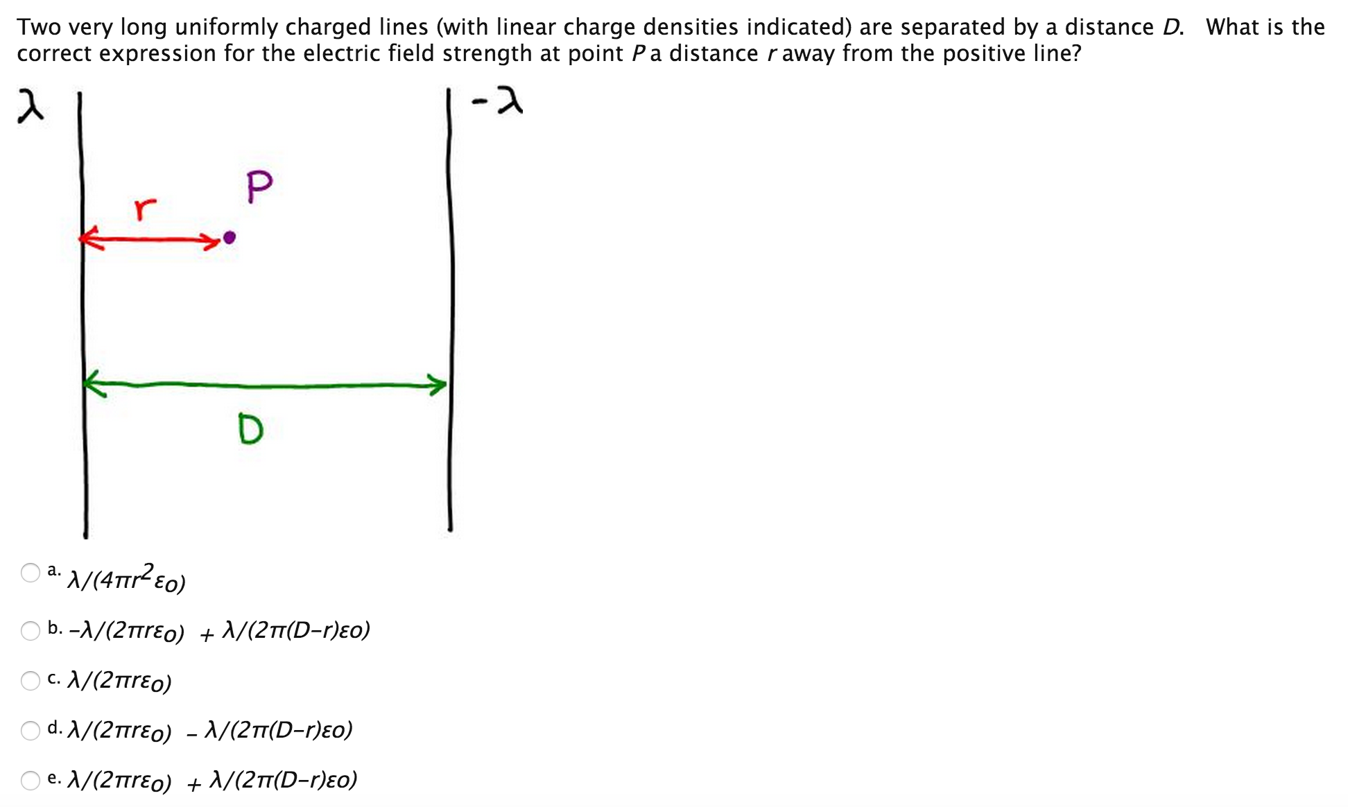 Solved Two very long uniformly charged lines (with linear | Chegg.com