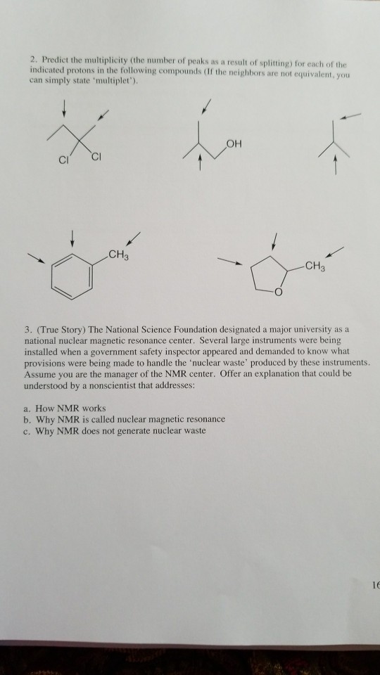 Solved 2. Predict the multiplicity (the number of peaks as a | Chegg.com