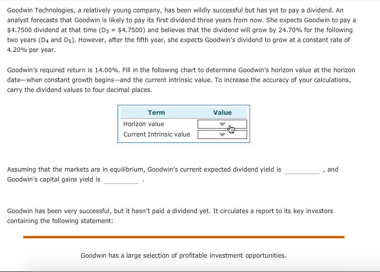 Solved Goodwin Technologies, a relatively young company, has | Chegg.com