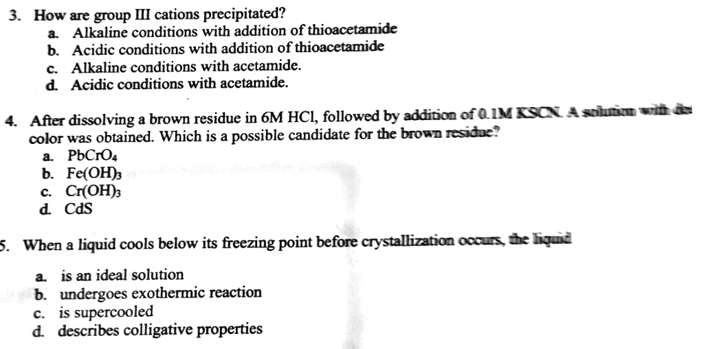 Solved How are group III cations precipitated? Alkaline | Chegg.com