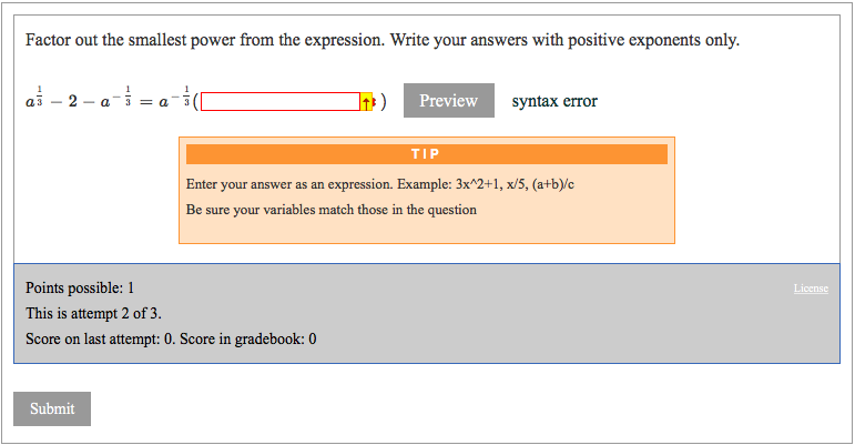 Solved Factor out the smallest power from the expression. | Chegg.com