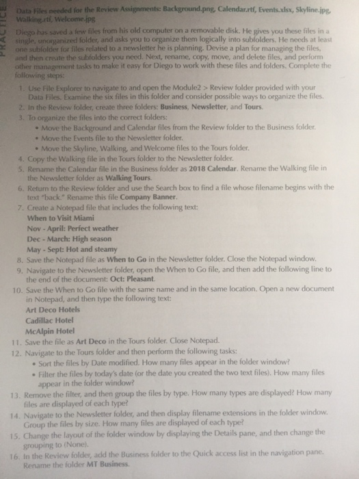 Solved Data Files needed for the Assignments: | Chegg.com