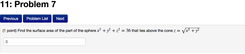 Solved 11: Problem 7 Previous Problem List Next (1 point) | Chegg.com