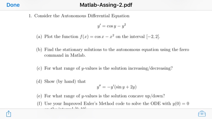 Solved Consider the Autonomous Differential Equation y' = | Chegg.com