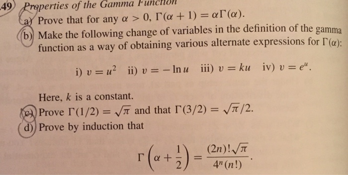 Solved Properties of the Gamma Function Prove that for any | Chegg.com