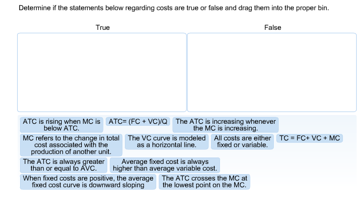 Solved Determine if the statements below regarding costs are | Chegg.com
