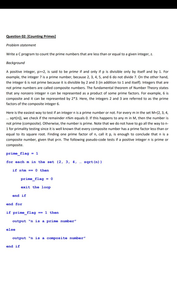 Solved uestion 02: [Counting Primes Problem statement Write | Chegg.com