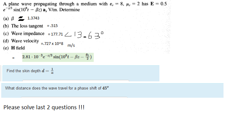 Solved A plane wave propagating through a medium with ε, e | Chegg.com