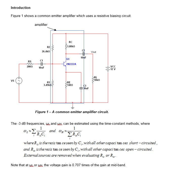 Solved Introduction Figure 1 shows a common emitter | Chegg.com