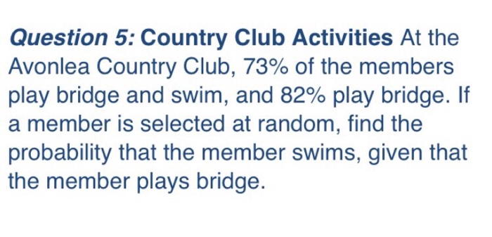 Solved Country Club Activities At the Avonlea Country Club, | Chegg.com