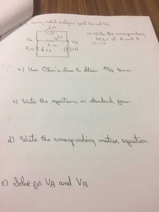 Solved Using model analysis find V_A and V_B Write the | Chegg.com