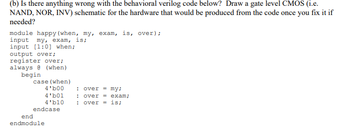 Solved (b) Is there anything wrong with the behavioral | Chegg.com