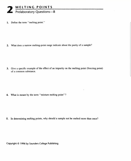 Solved MELTING POINTS Prelaboratory Questions B 1. Define | Chegg.com