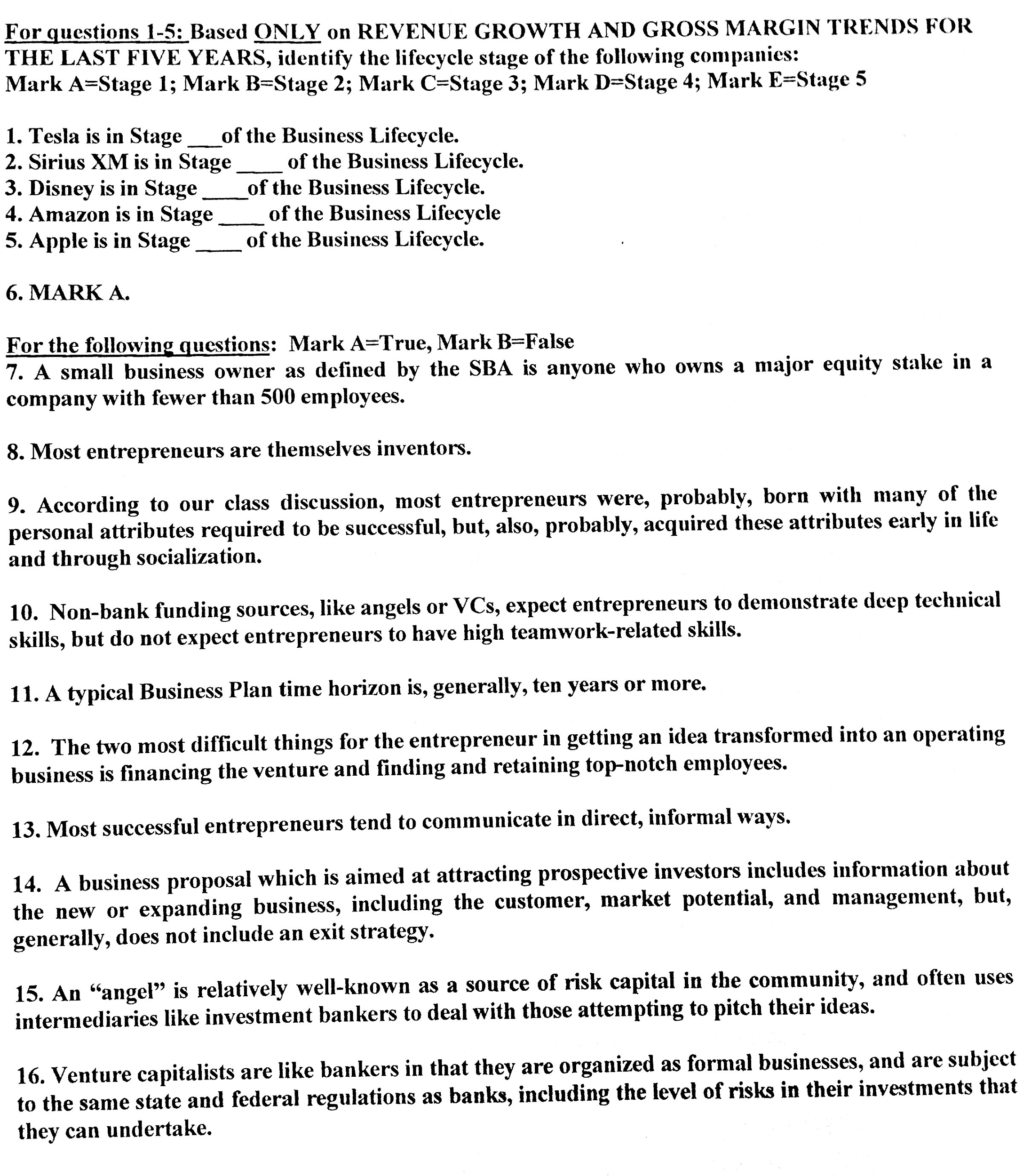 Solved For qucstions 1-5:Based ONLY on REVENUE GROWTH AND | Chegg.com