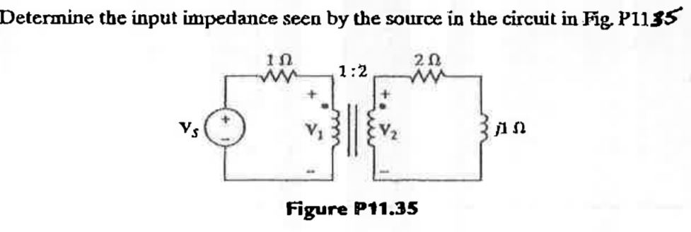 Solved Determine the input impedance seen by the source in | Chegg.com