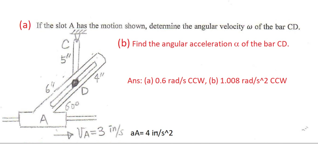Solved (a) If the slot A has the motion shown, determine the | Chegg.com