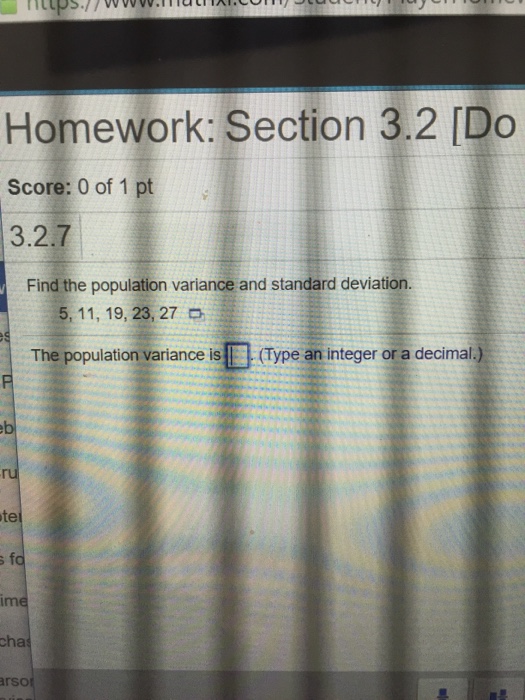 Solved Find the population variance and standard deviation. | Chegg.com