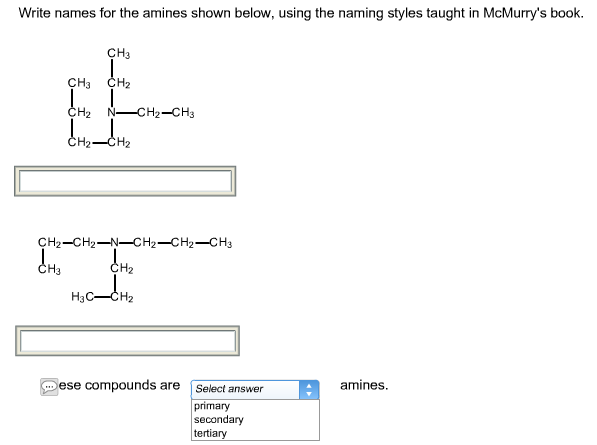 Solved Write names for the amines shown below, using the | Chegg.com Solved Write names for the amines shown below, using the | Chegg.com