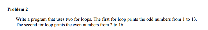 Solved Write a program that uses two for loops. The first | Chegg.com