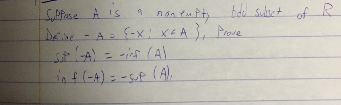 Solved Suppose A is nonempty odd subset Define A = { -x: X | Chegg.com