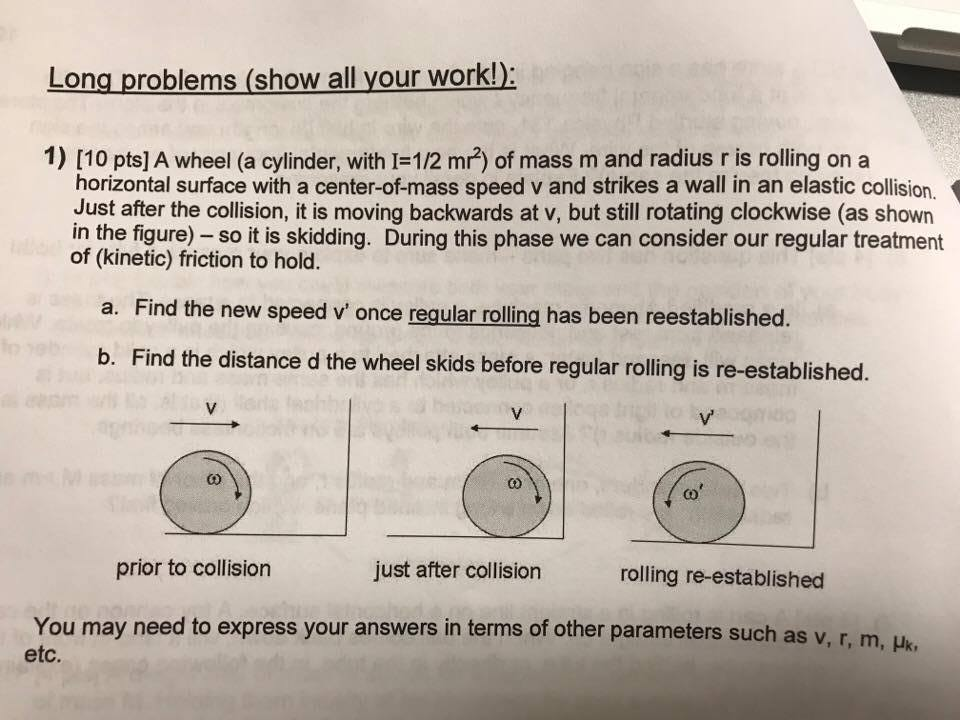 Solved Long problems (show all your work!) 1) [10 pts] A | Chegg.com