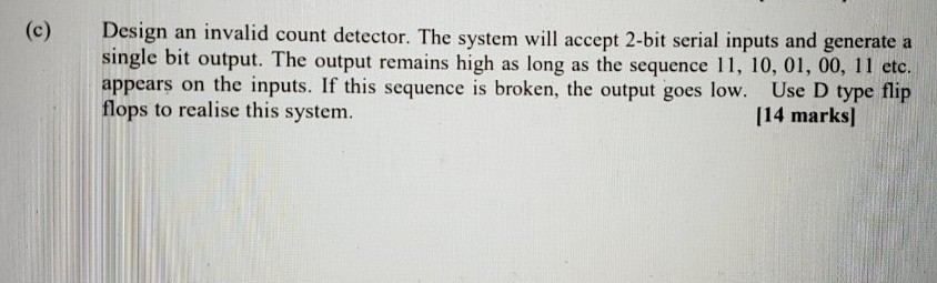Solved (c) Design an invalid count detector. The system will | Chegg.com