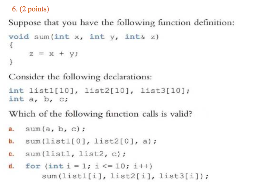 Solved 6 2 Points Suppose That You Have The Following