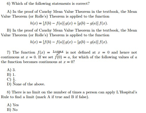 Solved 6) Which of the following statements is correct? A) | Chegg.com