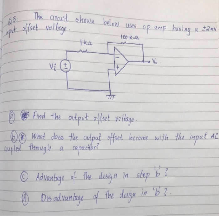 Solved The circuit show below use op-amp having a plusminus | Chegg.com