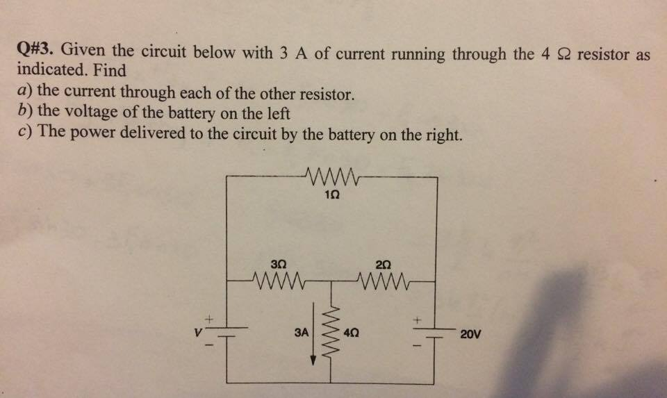 Solved Given the circuit below with 3 A of current running | Chegg.com