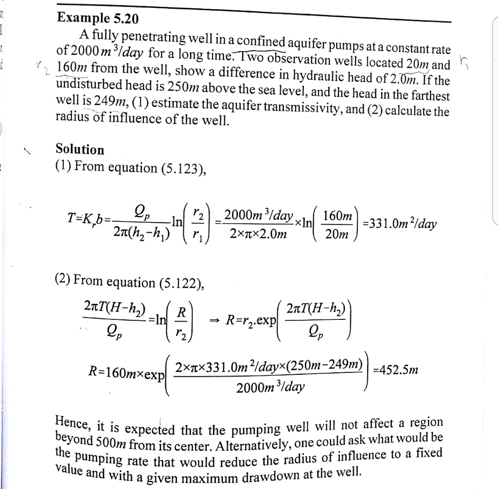 Solved In example 5.20, what would be the pumping rate that | Chegg.com