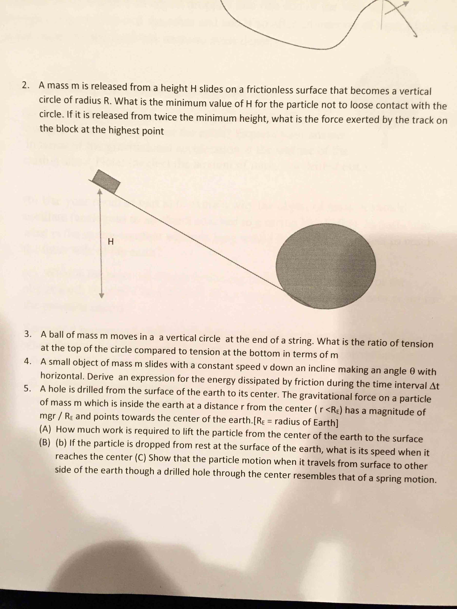 Solved A mass m is released from a height H slides on a | Chegg.com