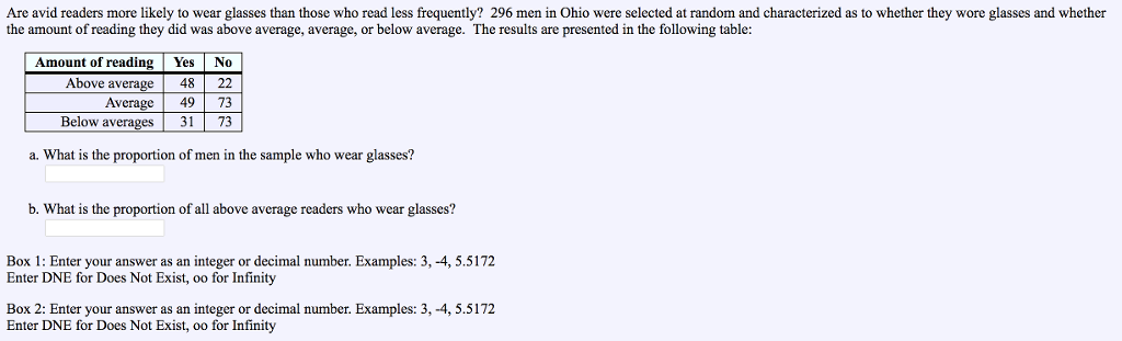 Solved Are avid readers more likely to wear glasses than | Chegg.com