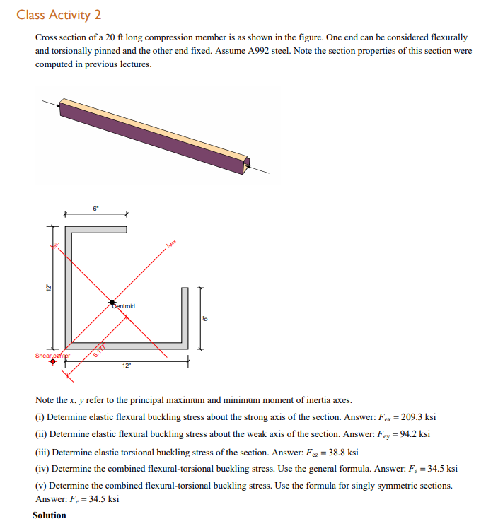 Solved Class Activity 2 Cross section of a 20 ft long | Chegg.com